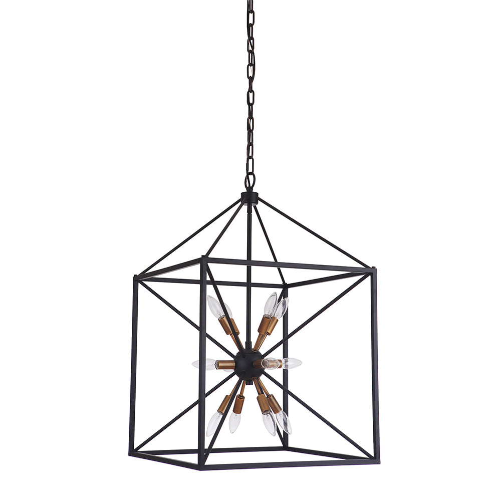 Lex Twelve Light Lantern - Black and Brass | Mariana Home