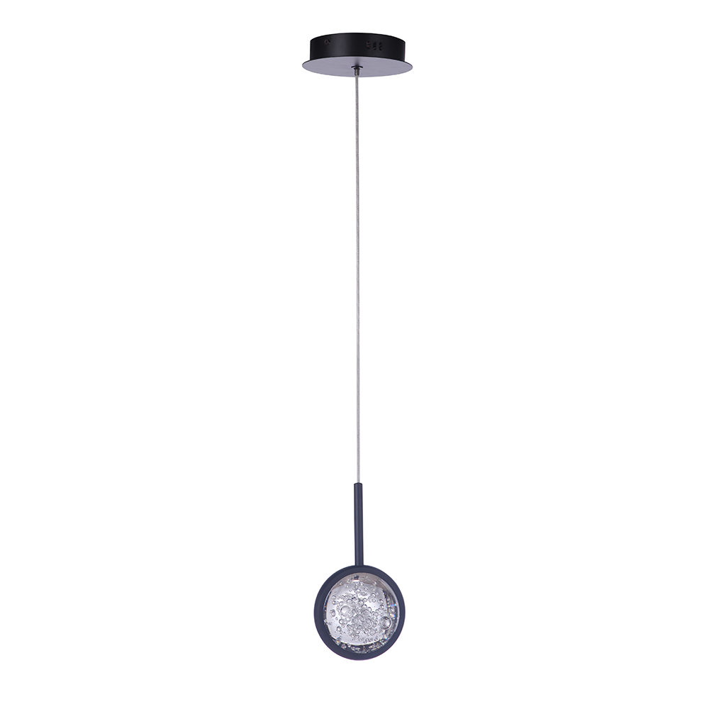 Glitzer 1 Light LED Pendant - Matte Black | Mariana Home